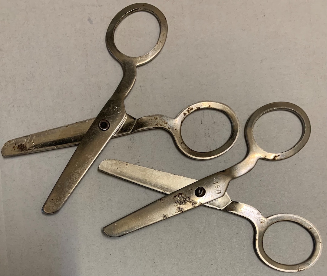 Vintage Children's Scissors School Safety Lot 2 Metal Blunt End 4" Inch ...