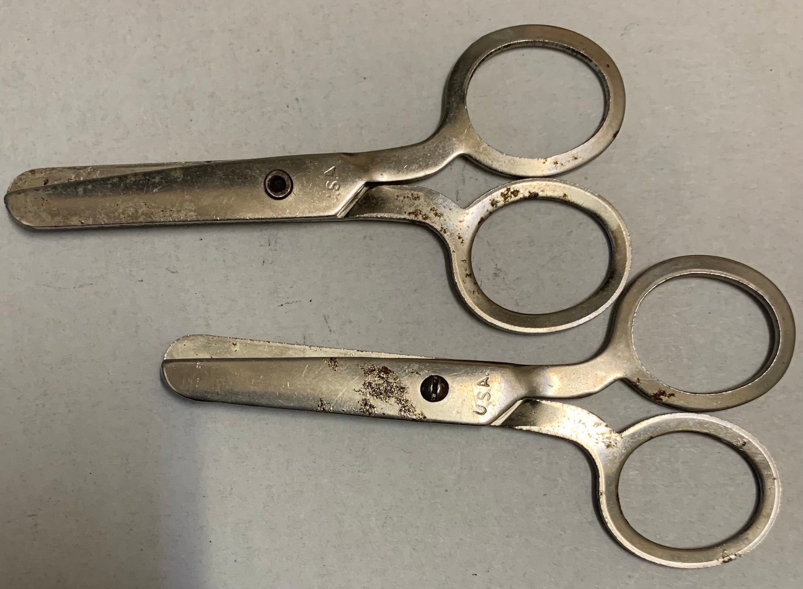 Vintage Children's Scissors School Safety Lot 2 Metal Blunt End 4" Inch ...