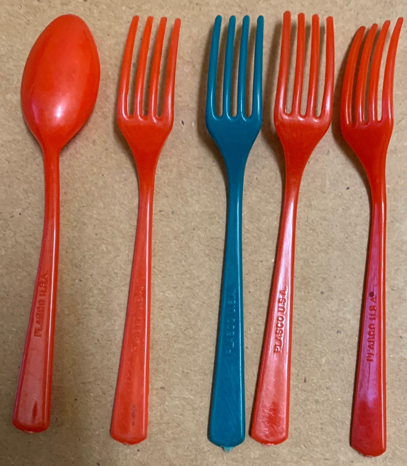 Plasco USA toy flatware play set spoon forks knives hard | Etsy