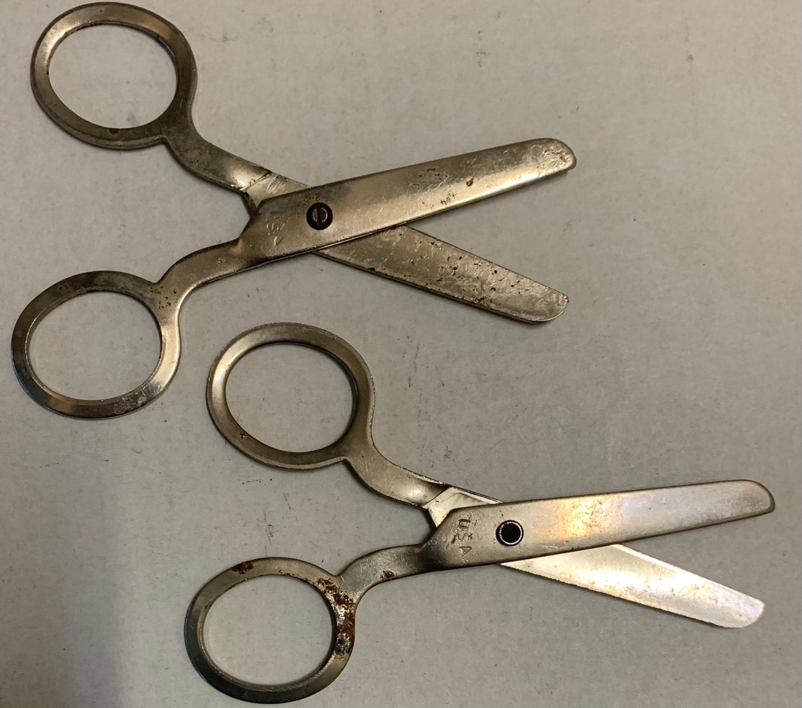 Vintage Children's Scissors School Safety Lot 2 Metal Blunt End 4" Inch ...