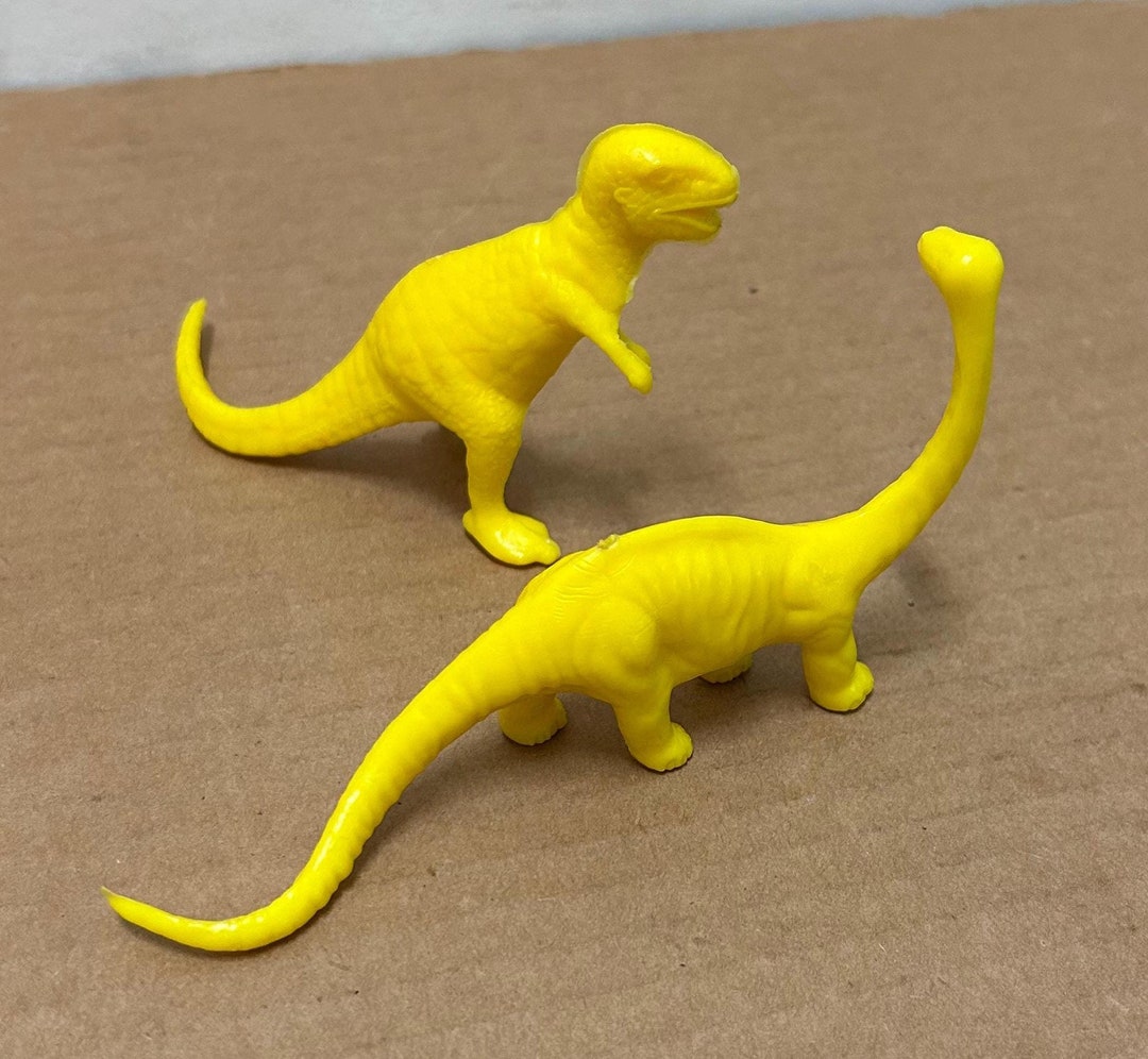 MPC Yellow Tyrannosaurus & Brontosaurus Lot of 2 Vintage Plastic Figure ...