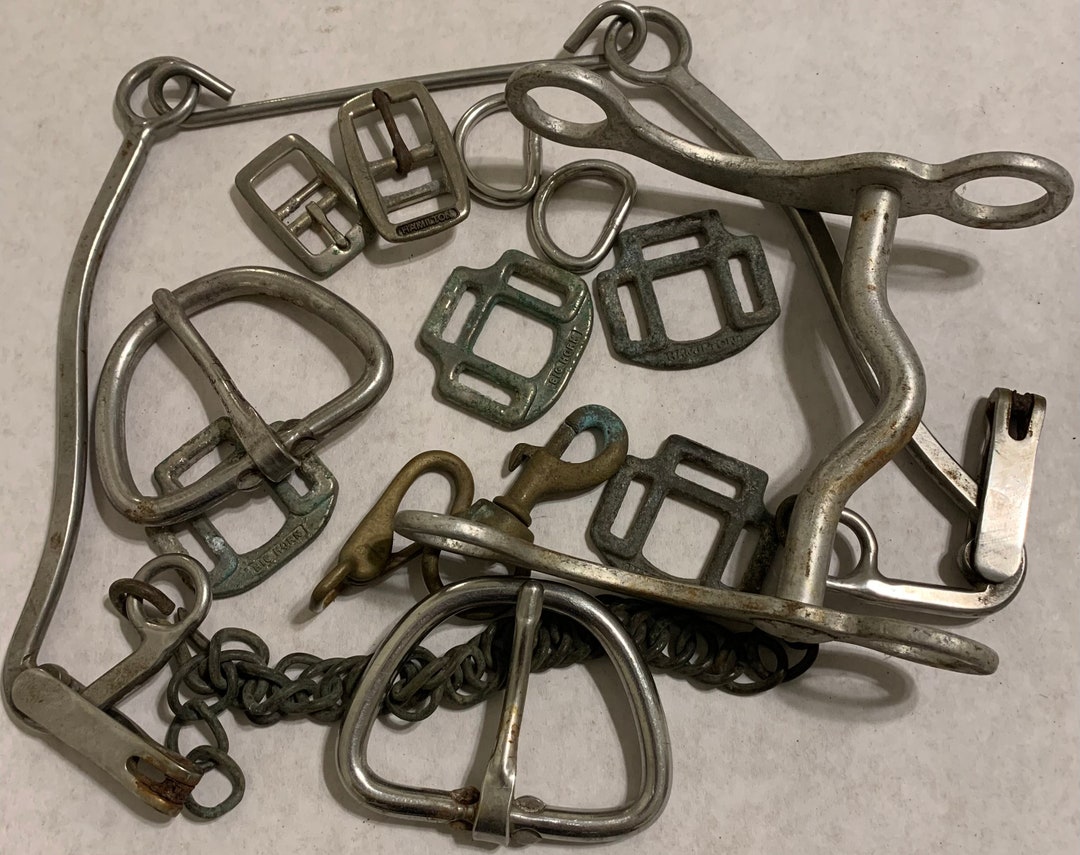 Vintage Brass Nickel D Rings Buckles Bridle Bit Halter Square Western ...