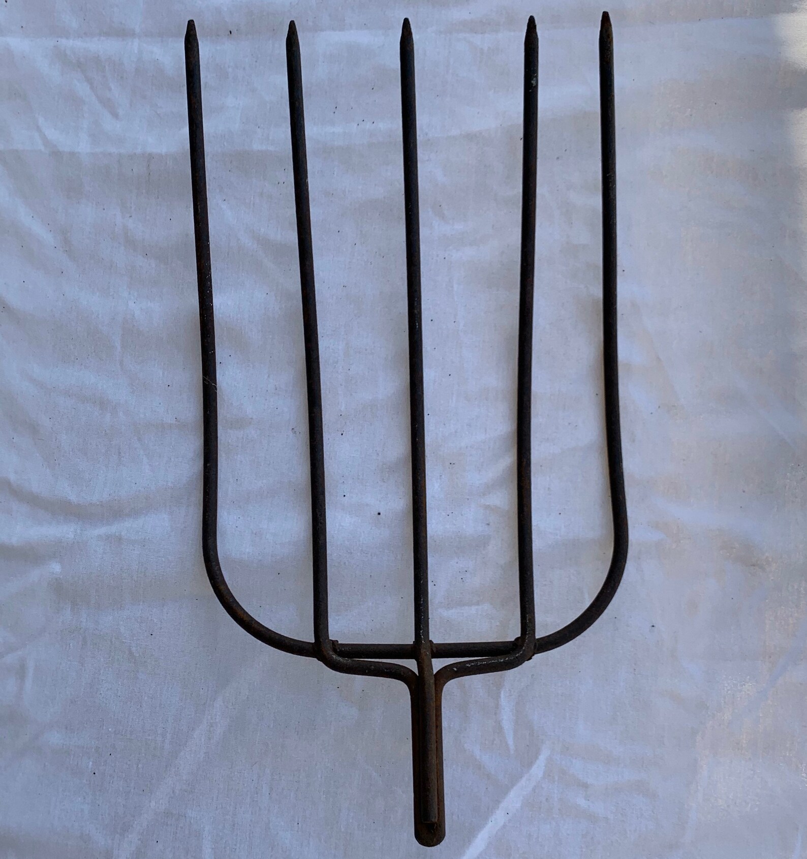 Vintage Pitchfork 5 Prong Tine Iron Smooth Rust Patina Farm | Etsy
