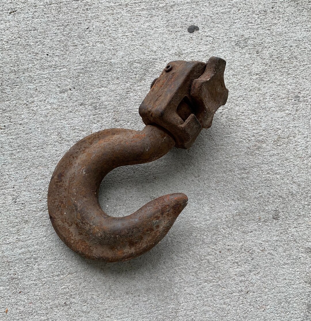 Super Heavy Duty Hook 16 Pound Tow Lift Pull Rusty Swivel 12" Metal ...