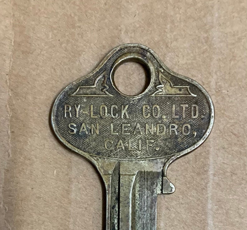 Vintage Rare Ry-lock Key Ry Lock Co LTD Leandro Calif Ornate - Etsy