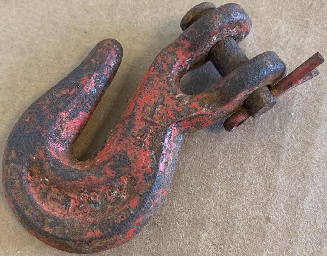 Vintage Hook Iron Steel Clevis 1/4 D Hi-test 3 Logo Chippy Red Paint ...