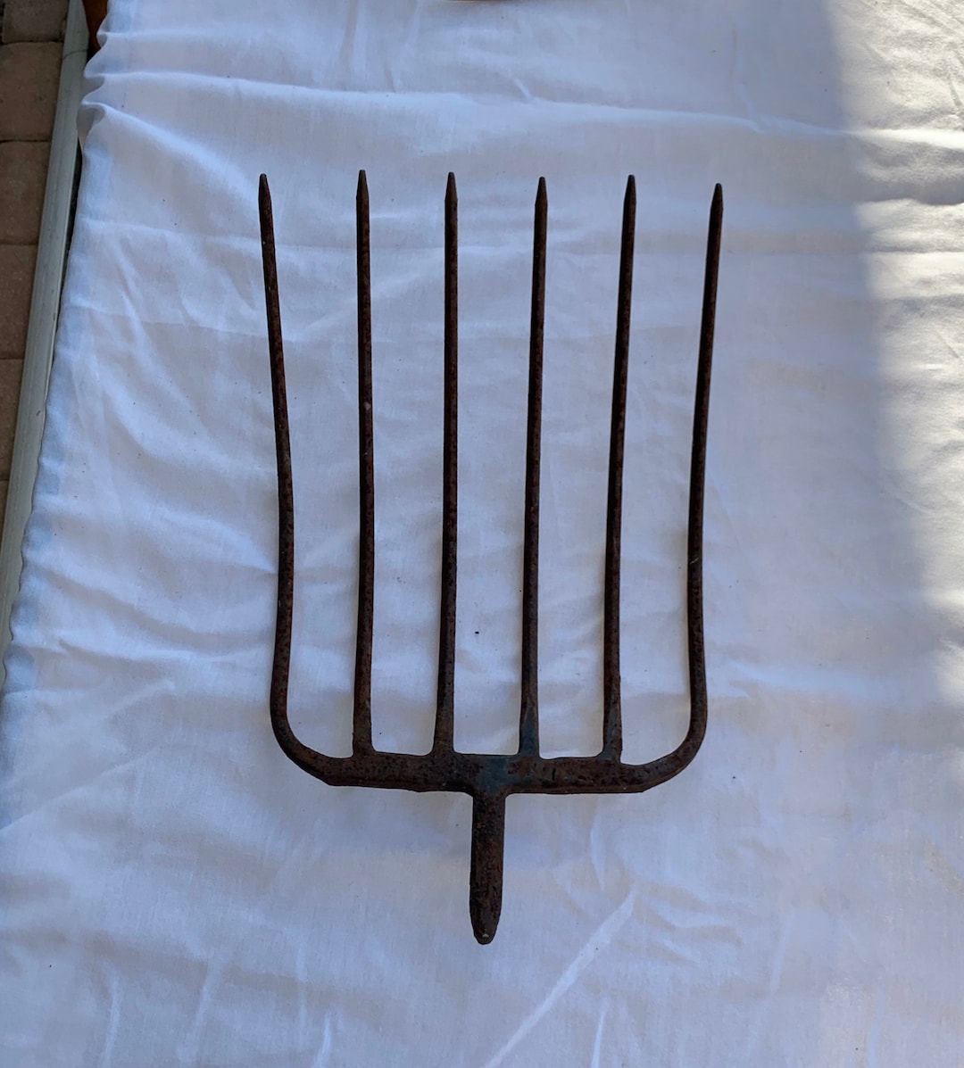 Vintage Austria Pitchfork 6 Prong Tine Iron Rusty Patina Potato Old ...
