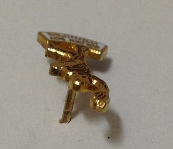 Golden Boy Winnipeg Pin rare white enamel base brown … - Gem