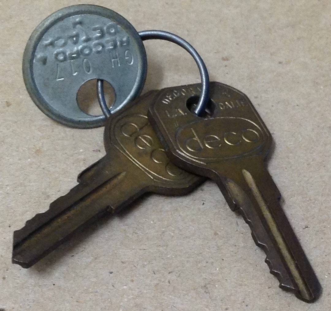 Vintage Pair DECO Brand Keys Flat Identical Set Authentic Vintage Brass ...
