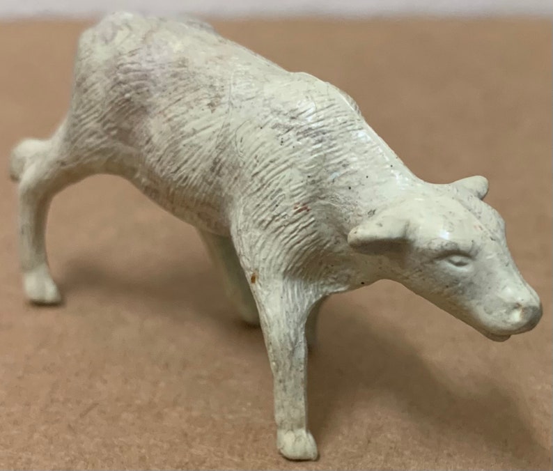 Vintage Marx 1950s Farm Animal Calf First Series 60mm Cream Rubber Like ...