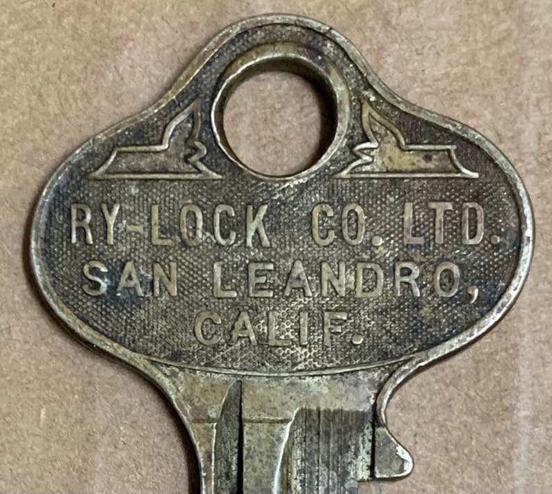 Vintage Rare Ry-lock Key Ry Lock Co LTD Leandro Calif Ornate Flat ...