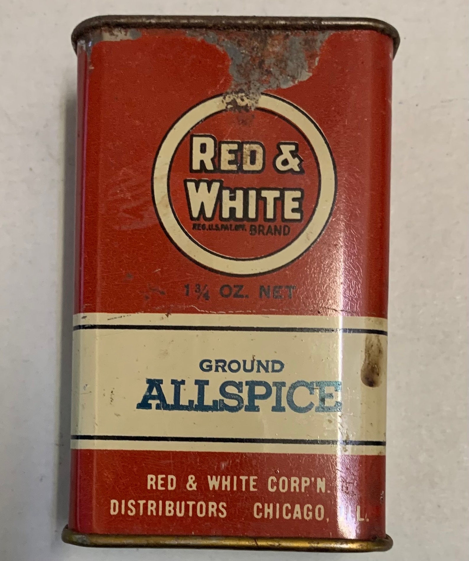 Rare Size Red & White Brand Allspice Tin Vintage Tin 1 3/4 Oz Hard to ...