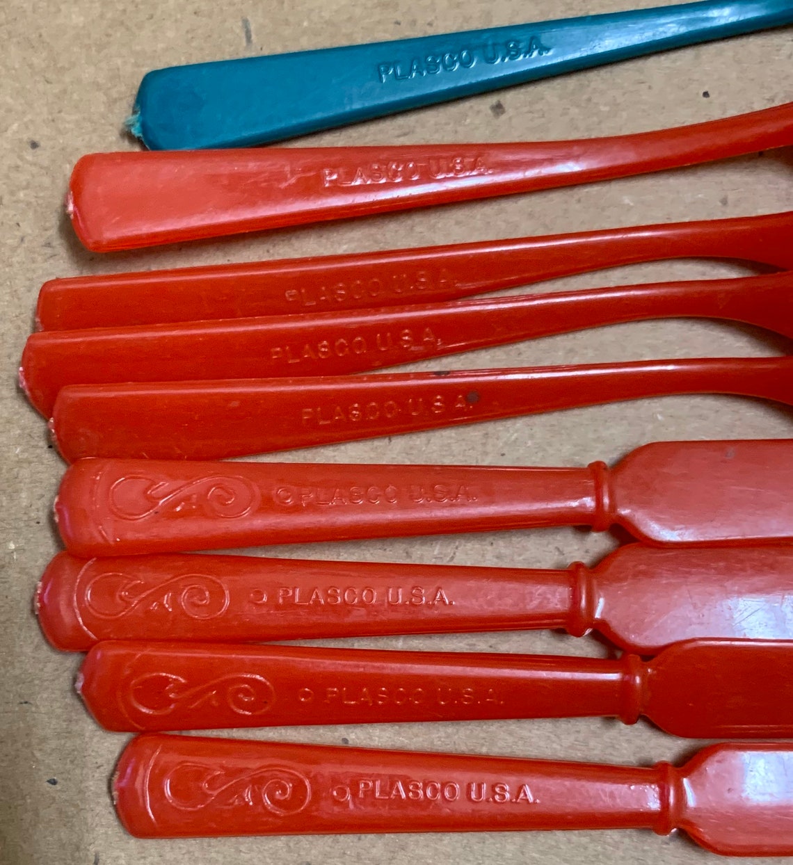 Plasco USA toy flatware play set spoon forks knives hard | Etsy