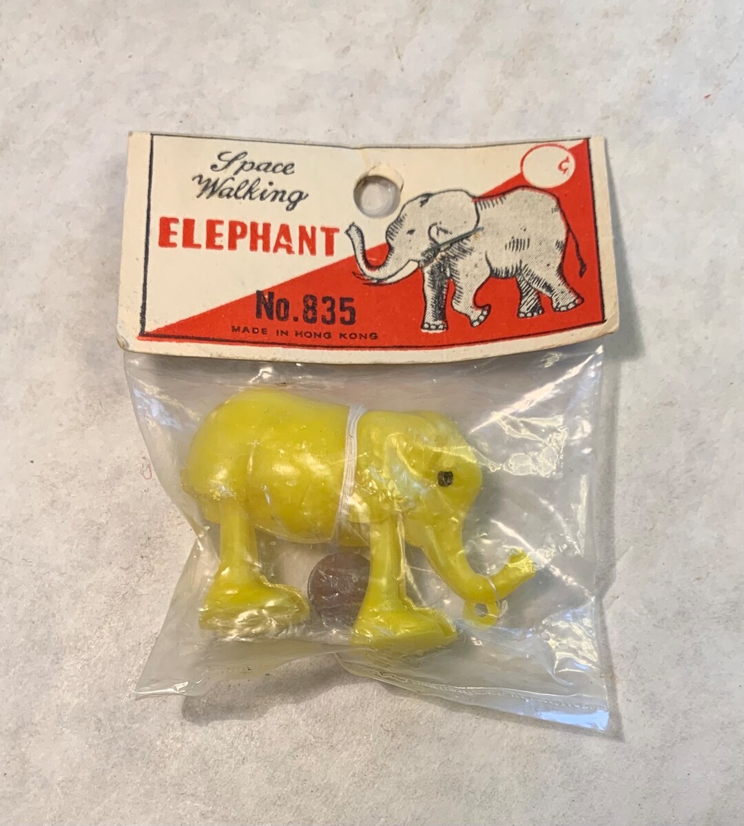 Ramp Walking Space Elephant Figure Vintage Hong Kong Plastic Yellow ...