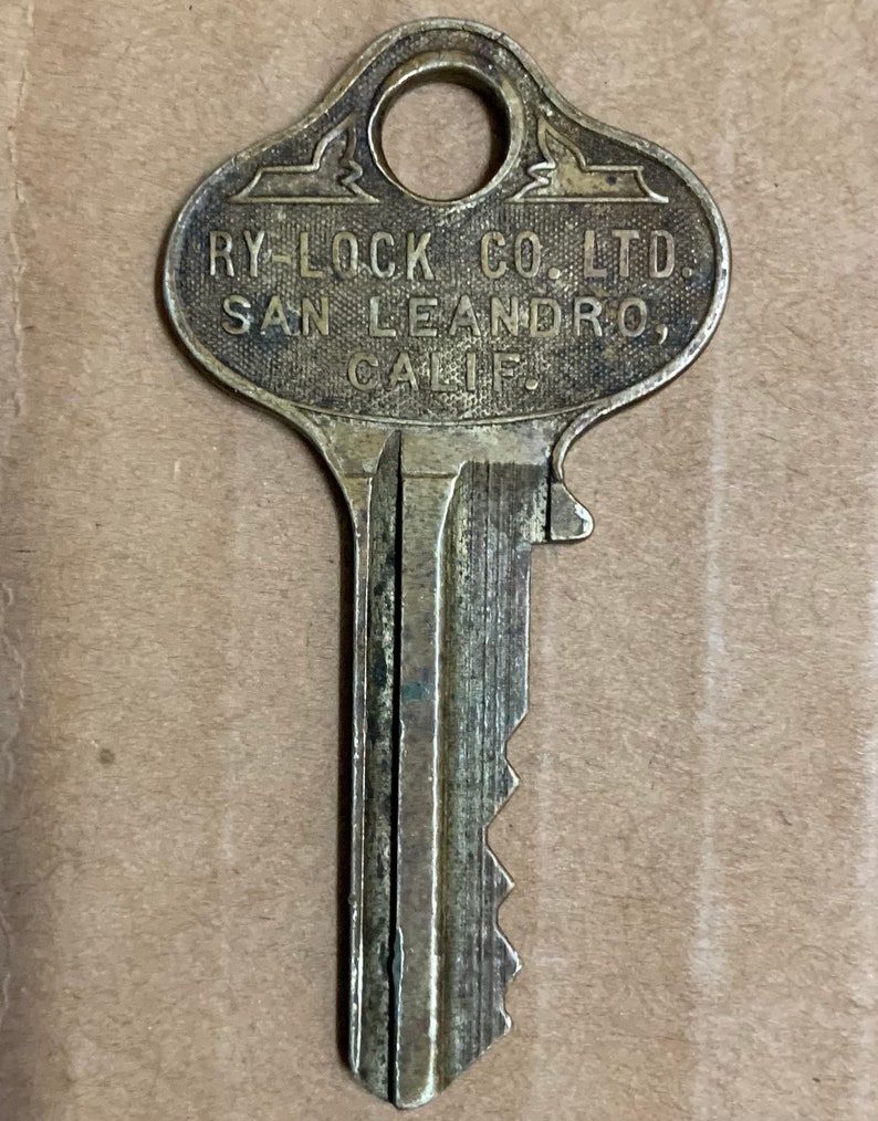 Vintage Rare Ry-lock Key Ry Lock Co LTD Leandro Calif Ornate Flat ...