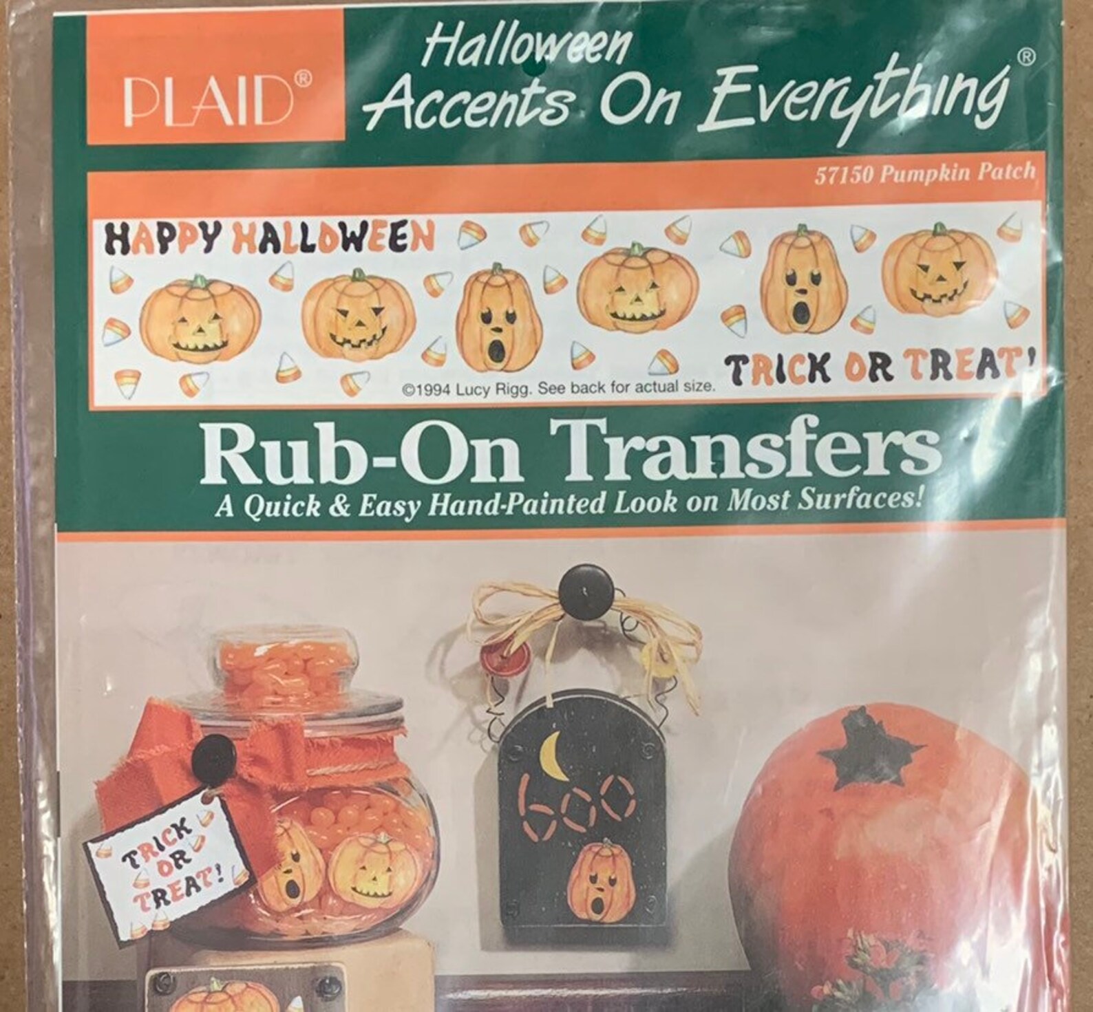Halloween New Vintage Rub on Transfers Lucy Rigg Plaid 1994 | Etsy