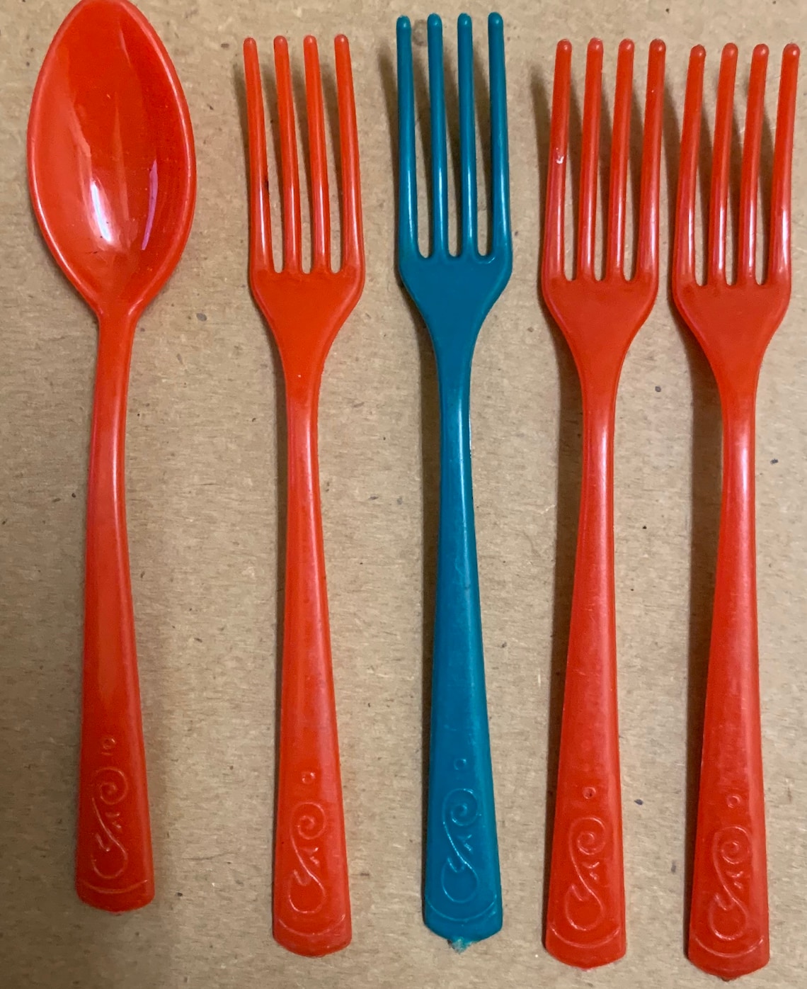 Plasco USA toy flatware play set spoon forks knives hard | Etsy