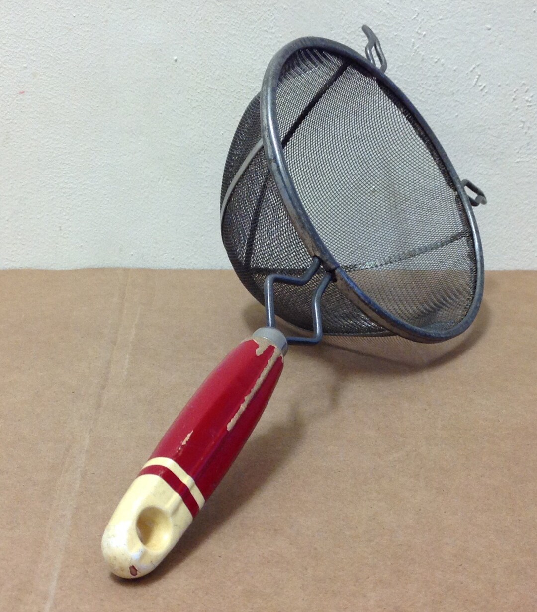 True Vintage Ekco Strainer Hand Kitchen Gadget Wood Handle Cooking Tool ...