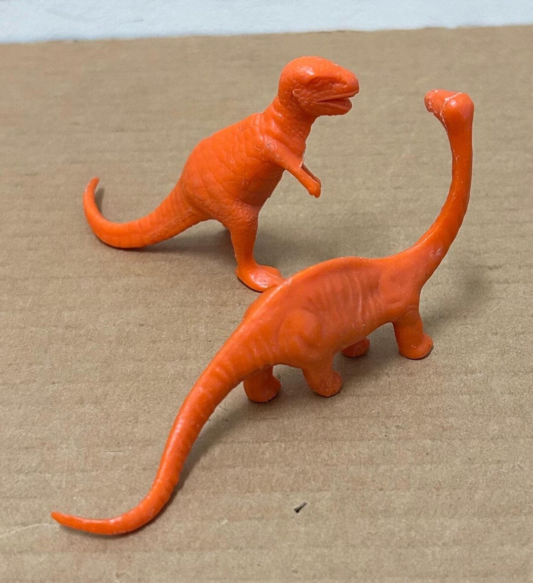 MPC Orange Tyrannosaurus Brontosaurus Lot 2 Vintage Plastic Figure Toys ...