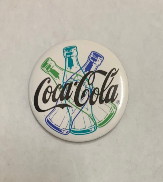 Coca Cola 3 bottles Pin Button vintage 1994 Coke pinb… - Gem