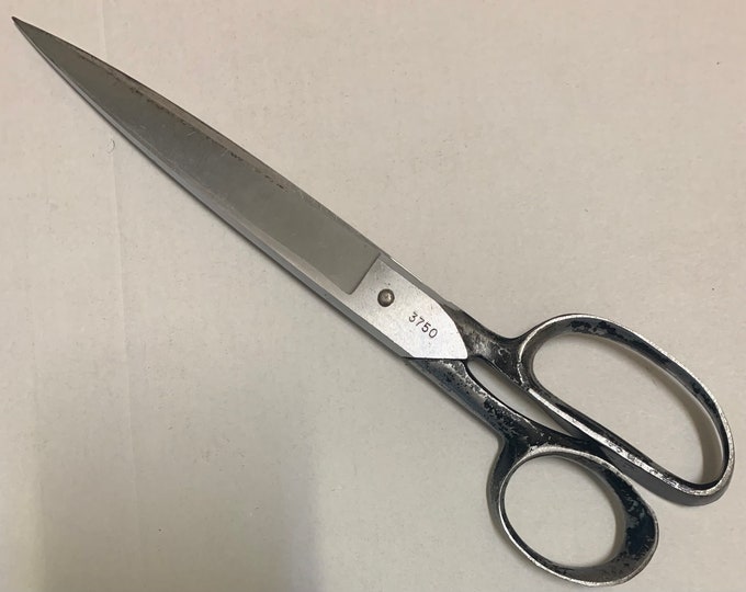 Vintage Clauss 10" Scissors 3750 Big Straight Chrome Black USA Steel 5 5/8" Blade Shears Pointed ...