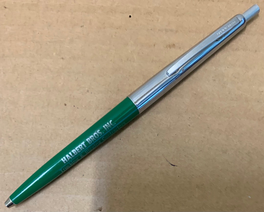 Scheaffer Vintage Green Pen Silver Chrome Ball Point Ink USA Bright NEW ...