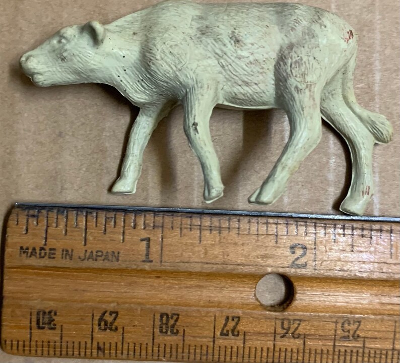 Vintage Marx 1950s Farm Animal Calf First Series 60mm Cream Rubber Like ...