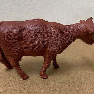 Vintage Marx 1950's Farm Animal Cow First Series 60mm Red Brown Rubber ...