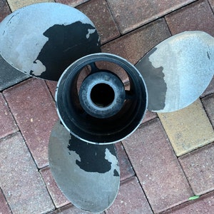 Old Boat Prop Chipped Paint Shabby Black Metal Nautical Propeller ...