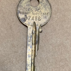 Obsolete USPS Key Flat True Vintage Brass American Lock Company Large 2 ...