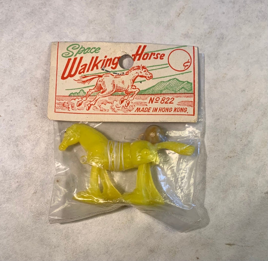 Ramp Walking Space Horse Figure Vintage Hong Kong Plastic Yellow Mini ...