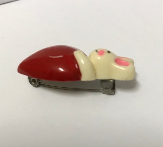 1980's Rabbit Red Heart PIN vintage hat lapel retro o… - Gem