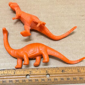 MPC Orange Tyrannosaurus Brontosaurus Lot 2 Vintage Plastic Figure Toys ...
