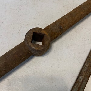 Antique Crowbar Lug Wrench Bar Hex Prying Tire Lot Farm Tools Vintage ...