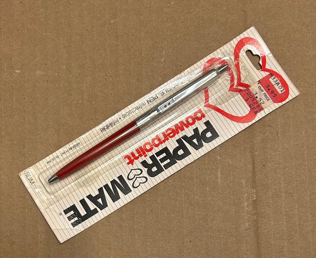 Paper Mate Vintage Double Heart Profile Red Chrome Slim Grip #1 Pen USA ...