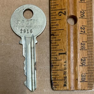 Obsolete PO DEPT Key Flat True Vintage Large 2 1/4" Mail Post Box ...
