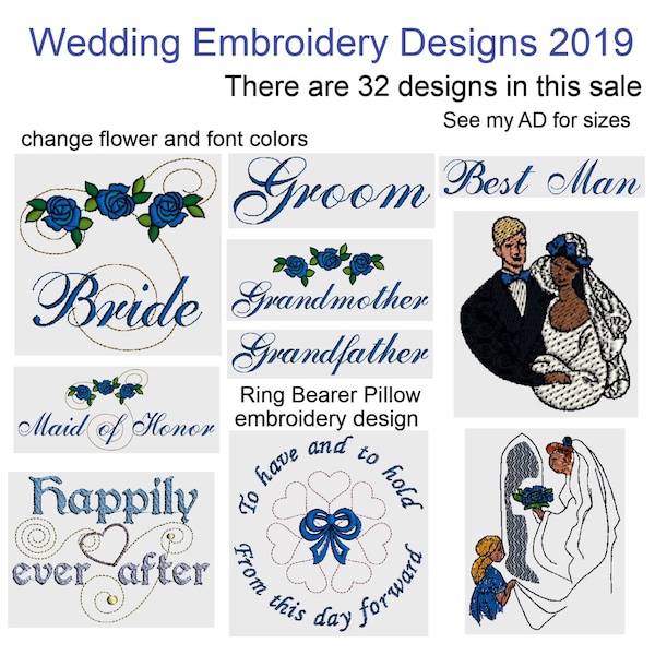 Wedding Embroidery Designs - Etsy