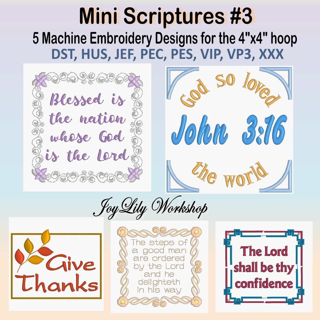 Mini Scriptures No.3, Bible Verses for the 4x4inch Hoop. 8 Formats ...