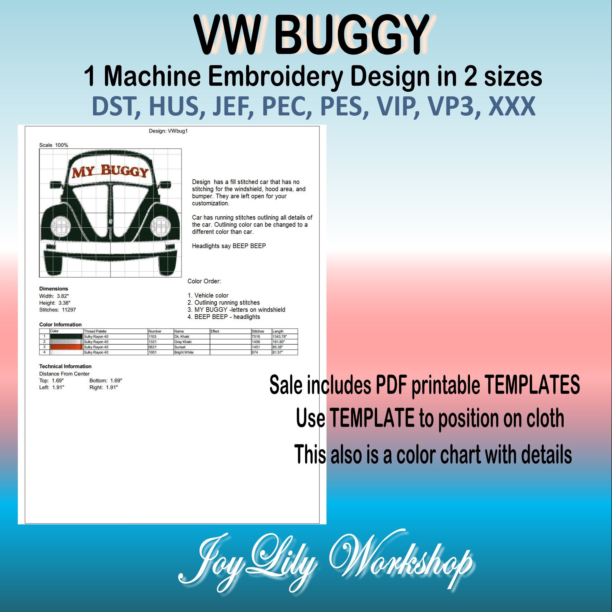 VW Bug My Love Bug Volkswagen. Cute Machine Embroidery - Etsy UK