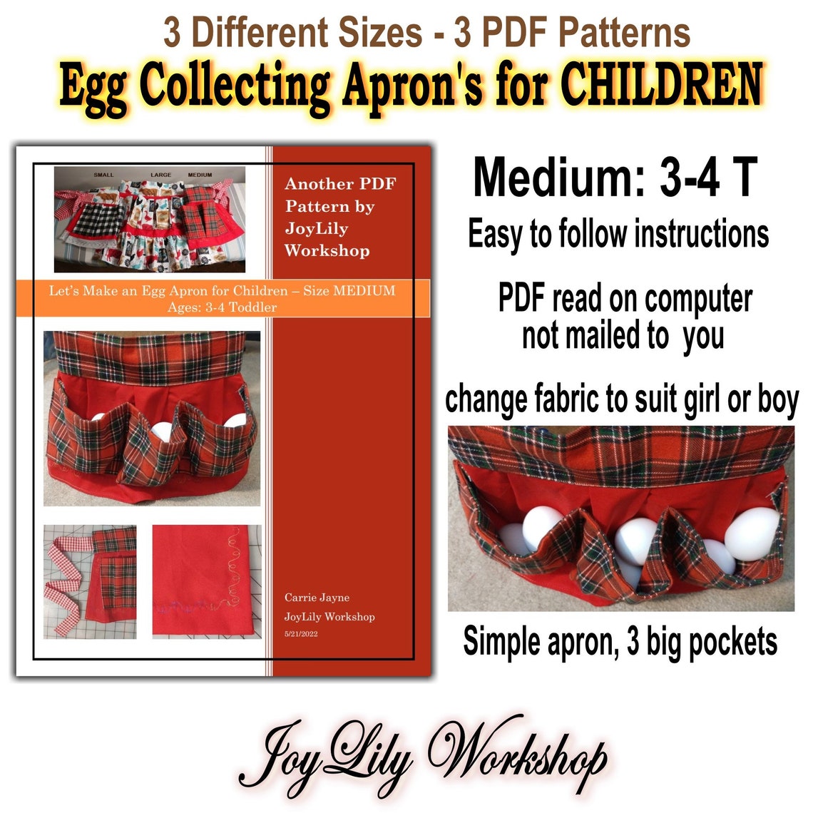 Children's Egg Collecting Apron Pattern: 3 Sizes (PDF) - Etsy