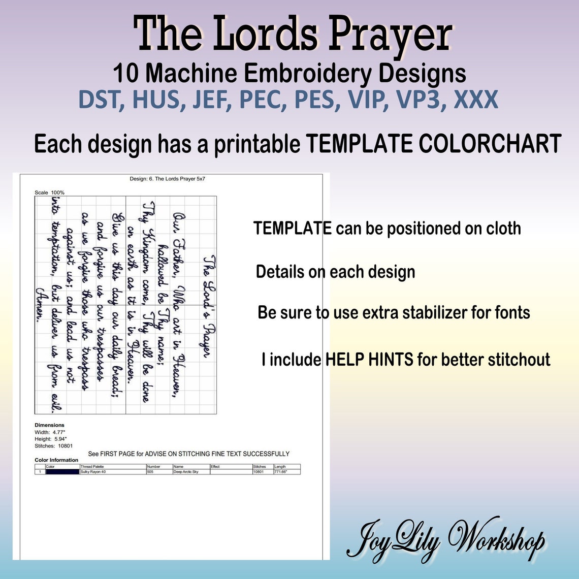 The Lord's Prayer Machine Embroidery Designs: 10 Formats (digital ...