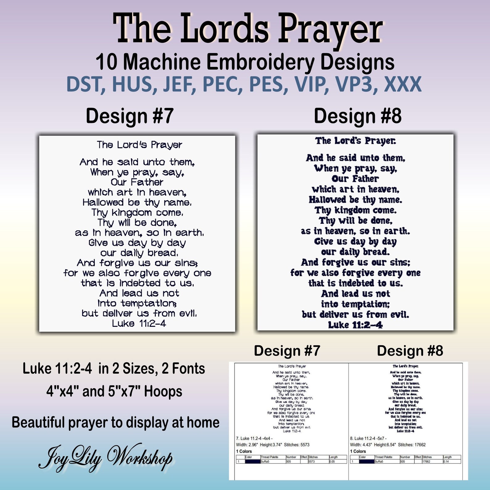 The Lord's Prayer Machine Embroidery Designs: 10 Formats (digital ...