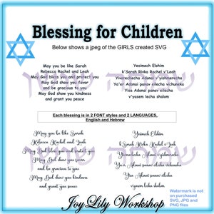 14 SVG Childrens Blessing, 3 Languages. English, Hebrew/english and ...