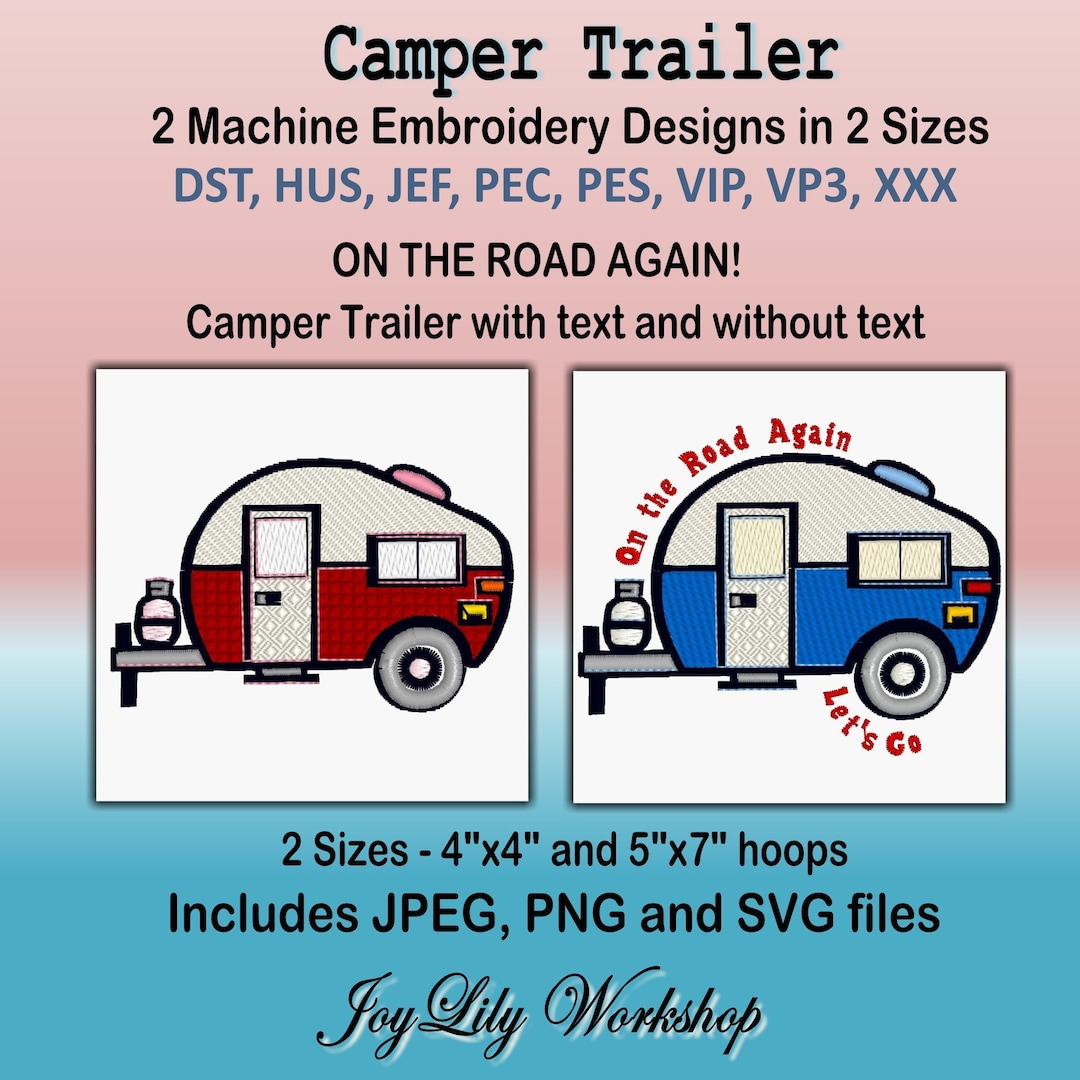 Camper Trailer Machine Embroidery Design. 2 Sizes. Small and - Etsy