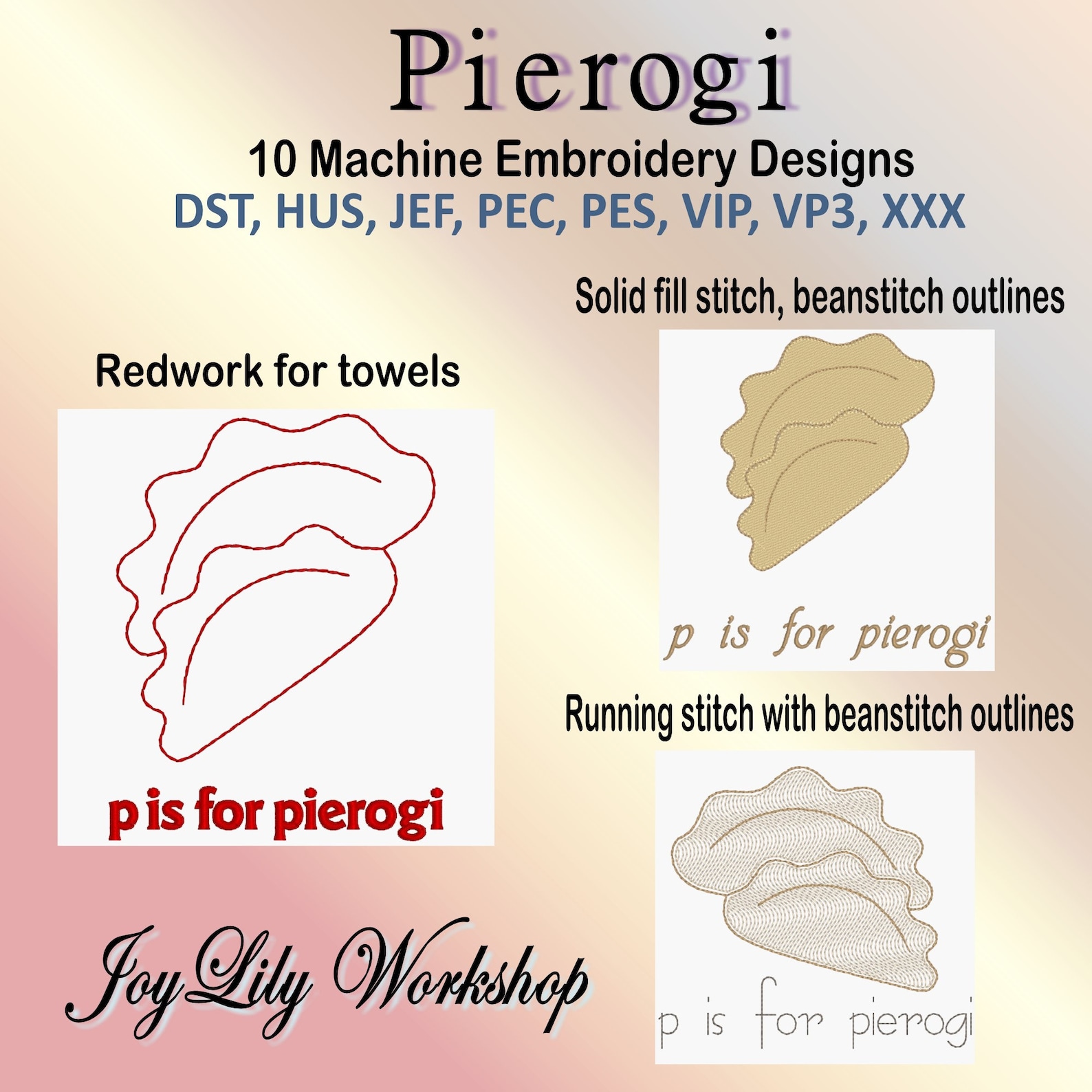 Pierogi Potato Dumplings Machine Embroidery Designs. 10 Fun | Etsy