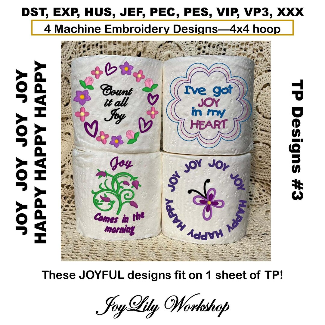 JOY - TP #3, Machine Embroidery Designs for Toilet Paper, All Formats ...