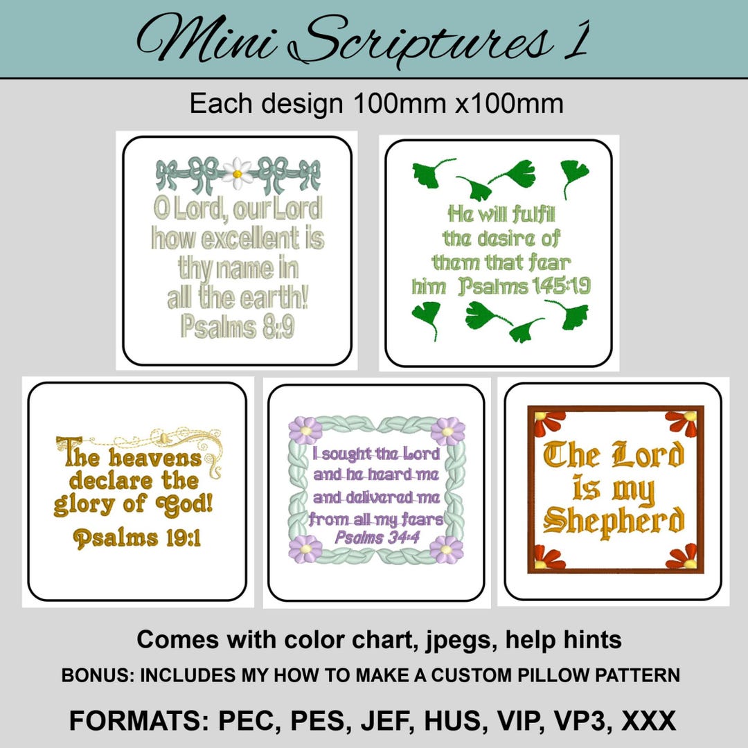 Christian Scriptures 1, Machine Embroidery Designs (100mm Hoop) (PDF ...