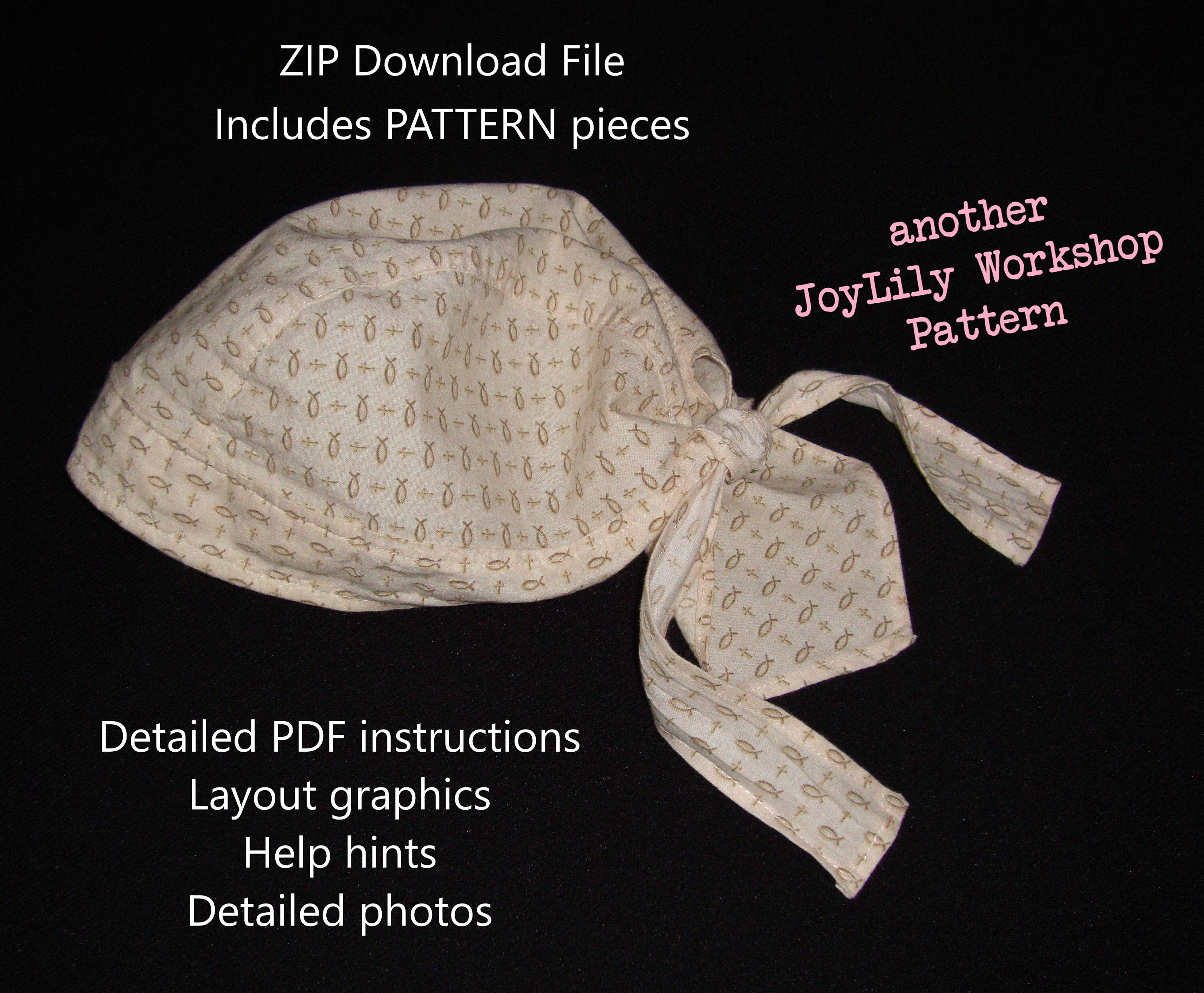 Du-rag Sewing Pattern: Easy Photo Instructions & Pattern Pieces (PDF ...