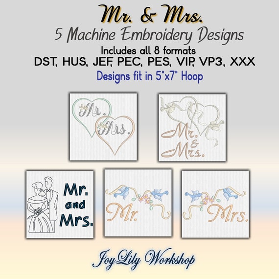 Mr. and Mrs. machine embroidery designs wedding | Etsy
