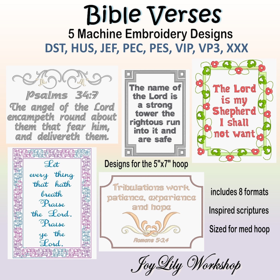 Bible Verse Machine Embroidery Designs: 5x7 Hoop (8 Formats) - Etsy